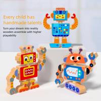 China MWZ-20 Wooden Robot Building Block Set 54-Piece Educational Assembly Toy with 45×33.5×43.5cm Packaging for sale