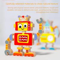 China MWZ-20 Wooden Robot Building Block Set 54-Piece Educational Assembly Toy with 45×33.5×43.5cm Packaging for sale
