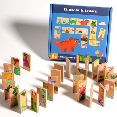 China Wooden Dinosaur Pairing Puzzle Domino Building Block Toys ADS-9 Model with 90 PCS per Carton and 16.5 KG Packing Weight for sale