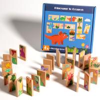 China Wooden Dinosaur Pairing Puzzle Domino Building Block Toys ADS-9 Model with 90 PCS per Carton and 16.5 KG Packing Weight for sale