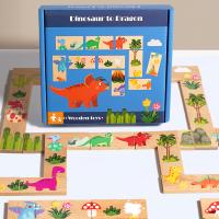 China Wooden Dinosaur Pairing Puzzle Domino Building Block Toys ADS-9 Model with 90 PCS per Carton and 16.5 KG Packing Weight for sale