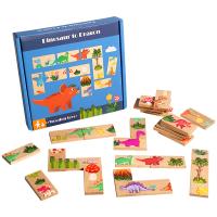 China Wooden Dinosaur Pairing Puzzle Domino Building Block Toys ADS-9 Model with 90 PCS per Carton and 16.5 KG Packing Weight for sale