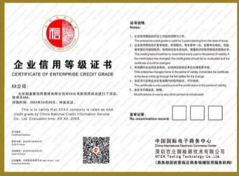 China Enterprise Credit Rating Essential Certificate for Social and Economic Development for sale