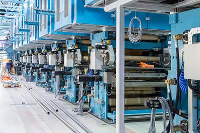 China Fabric Backed Vinyl PVC Wallcovering Wallpaper Printing Embossing Machine Line for sale