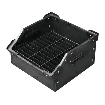 China Black Corrugated Plastic Crates Flame Retardant  Custom Color Divider Moving Box for sale
