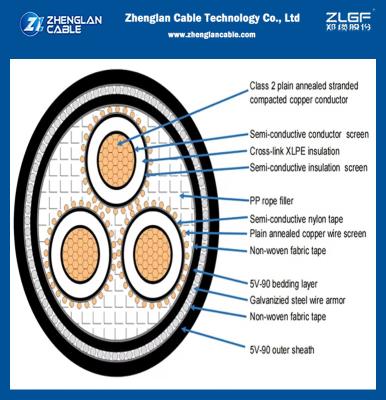 China 6.35/11kV Power Cable Aluminum / Copper XLPE Insulate Underground Steel Wire Armoured Cable Standard AS/NZS 1429.1 for sale