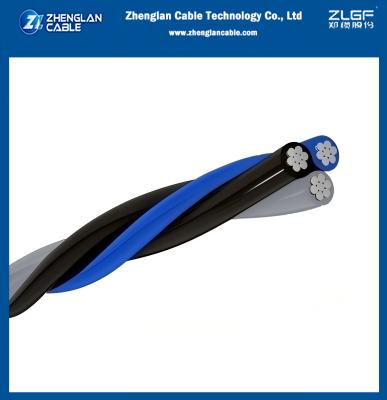 China Triplex Aluminum Cable 2x50+50 mm2 Insulated Neutral AAC/XLPE+AAC/XLPE 0.6/1kv Aluminum Conductor XLPE insulation NBR 8182 for sale