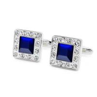 China Metal Square Diamond Cufflinks Blue Color Fo Men Shirts Alloy Copper Material for sale