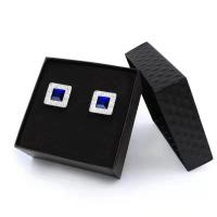 China Metal Square Diamond Cufflinks Blue Color Fo Men Shirts Alloy Copper Material for sale