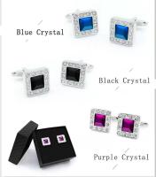 China Metal Square Diamond Cufflinks Blue Color Fo Men Shirts Alloy Copper Material for sale