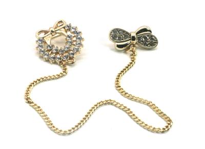 China Diamond Inlaid Collar Lapel Pin Gold Copper Color For Clothing Pendant 2.5cm for sale