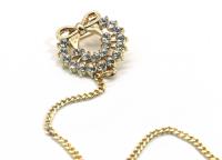 China Diamond Inlaid Collar Lapel Pin Gold Copper Color For Clothing Pendant 2.5cm for sale