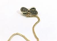 China Diamond Inlaid Collar Lapel Pin Gold Copper Color For Clothing Pendant 2.5cm for sale