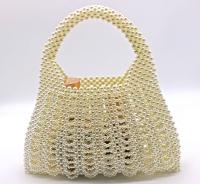 China Fashion White Pearl Handbag Hand Woven For Women 23cm Height 22cm Length for sale