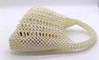 China Fashion White Pearl Handbag Hand Woven For Women 23cm Height 22cm Length for sale