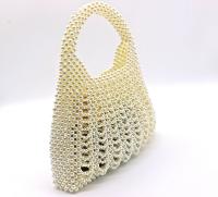 China Fashion White Pearl Handbag Hand Woven For Women 23cm Height 22cm Length for sale
