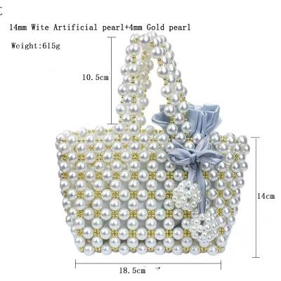 China Hand Weaving Pearl Beaded Handbag Fashion Crochet white silver Color OEM ODM for sale