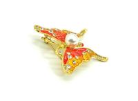 China Red Butterfly Fashion Brooch Pin Inlaid Diamond For Clothing ODM for sale