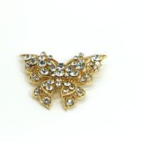China Fashion Gold Butterfly Brooch , Diamond Butterfly Pin 5cm×5.5cm Size for sale
