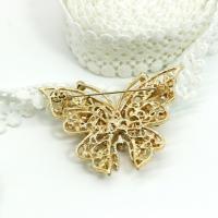 China Fashion Gold Butterfly Brooch , Diamond Butterfly Pin 5cm×5.5cm Size for sale