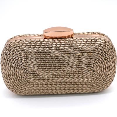 China Leather Material Evening Clutch Handbag Rose Gold Color 20cm×10.5cm for sale
