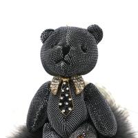 China 3D Bear Doll Key Ring Silver Reflective Cloth Material Filled Cotton 13cm Size for sale