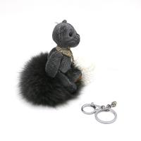 China 3D Bear Doll Key Ring Silver Reflective Cloth Material Filled Cotton 13cm Size for sale