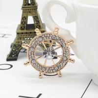 China Round Rudde Fashion Brooch Pin Silver Inlaid Diamond Alloy Copper Material for sale