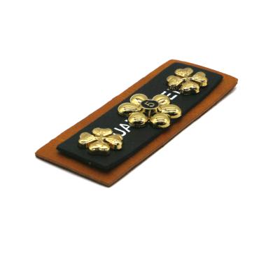 China Gold Metal Leather Patch For Jeans with Printing Laser Molding Technology for sale