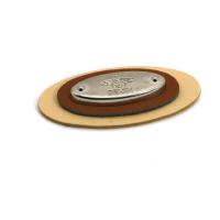 China Elliptic Silver Leather Patches For Clothes Metal Material ODM for sale