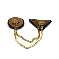 China Triangle Custom Leather Patches For Jackets with Metal hanging chain 5cm×3.5cm for sale