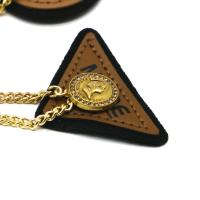 China Triangle Custom Leather Patches For Jackets with Metal hanging chain 5cm×3.5cm for sale