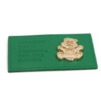 China Metal Logo Leather Patches For Clothes Jeans Grenn Gold Color OEM ODM for sale