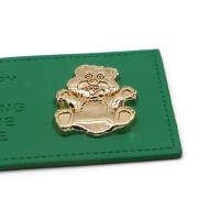 China Metal Logo Leather Patches For Clothes Jeans Grenn Gold Color OEM ODM for sale
