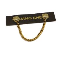 China gilding Custom Leather Logo Patches For Clothes with Gold Metal Chain 7.5cm×2cm for sale