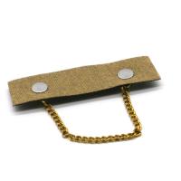 China gilding Custom Leather Logo Patches For Clothes with Gold Metal Chain 7.5cm×2cm for sale