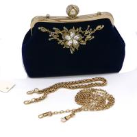 China OEM ODM Velvet Black Blue Evening Clutch Handbag For Lipsticks Cosmetics for sale