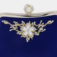 China OEM ODM Velvet Black Blue Evening Clutch Handbag For Lipsticks Cosmetics for sale