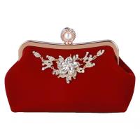 China Blue Suede Evening Clutch Handbag Inlaid Crystal Diamond 23cm×12cm×10cm for sale