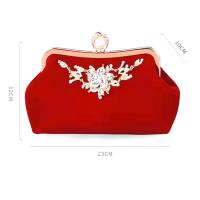 China Blue Suede Evening Clutch Handbag Inlaid Crystal Diamond 23cm×12cm×10cm for sale