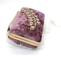 China Leather Clutches And Evening Bags With Violet Diamonds Burgundy Flannel Inlaid for sale