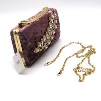 China Leather Clutches And Evening Bags With Violet Diamonds Burgundy Flannel Inlaid for sale