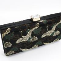 China Embroidered Fabric Evening Clutch Handbag Crane Pattern For Women ODM for sale