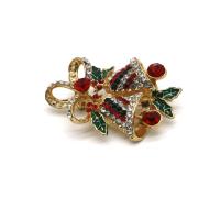 China Multi Color Christmas Bell Brooch , Diamonds Crystal Christmas Pins Alloy Material for sale