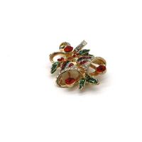 China Multi Color Christmas Bell Brooch , Diamonds Crystal Christmas Pins Alloy Material for sale