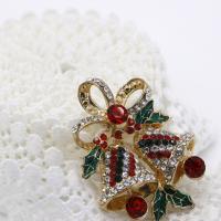 China Multi Color Christmas Bell Brooch , Diamonds Crystal Christmas Pins Alloy Material for sale