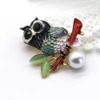 China Owl Shape Fashion Brooch Pin Diamond Electroplated Color 3.8cm Size for sale