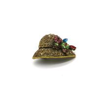 China Cute Hat Shape Fashion Brooch Pin Vintage Gold For Women 2.5cm×3.5cm for sale