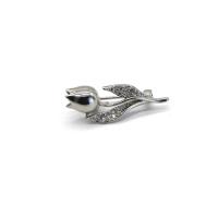 China Rose Shape Silver Collar Pin For Shirt Decorated 3.4cm size OEM ODM for sale