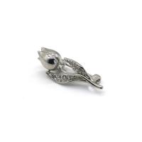 China Rose Shape Silver Collar Pin For Shirt Decorated 3.4cm size OEM ODM for sale
